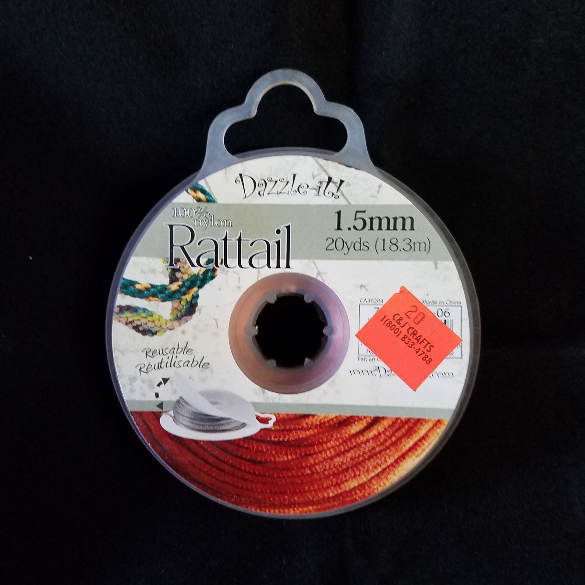 C and J Craft Supply. Gold Rattail Craft Cord